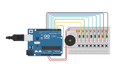 Circuit Design Пианино на экзамен Tinkercad