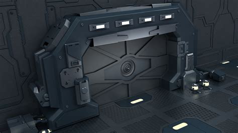 Sci Fi Gate Door Airlock Futuristic Portal Cargo Corridor 3d Model