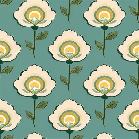 Seamless Cherry Blossom Floral Pattern On Mint Green Background