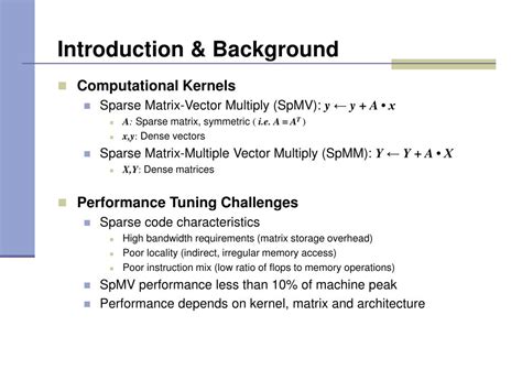 Ppt Optimizations And Bounds For Sparse Symmetric Matrix Vector