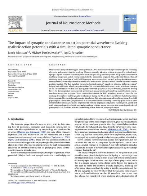 Pdf Realistic Action Potentials Via Synaptic Conductance