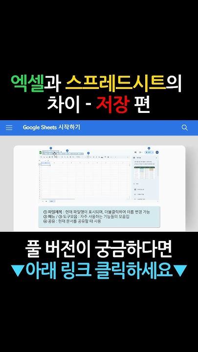 엑셀과 구글스프레드시트의 차이 저장 구글오피스 스프레드시트 Youtube