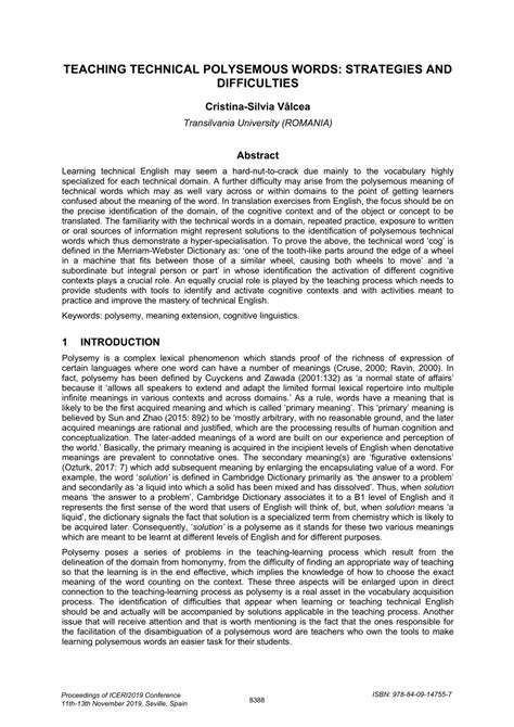 Pdf Teaching Technical Polysemous Words Strategies And Difficulties