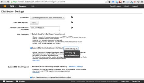 Amazon Web Services CloudFront SSL Certificate Not Showing Up In UI After Uploading Stack