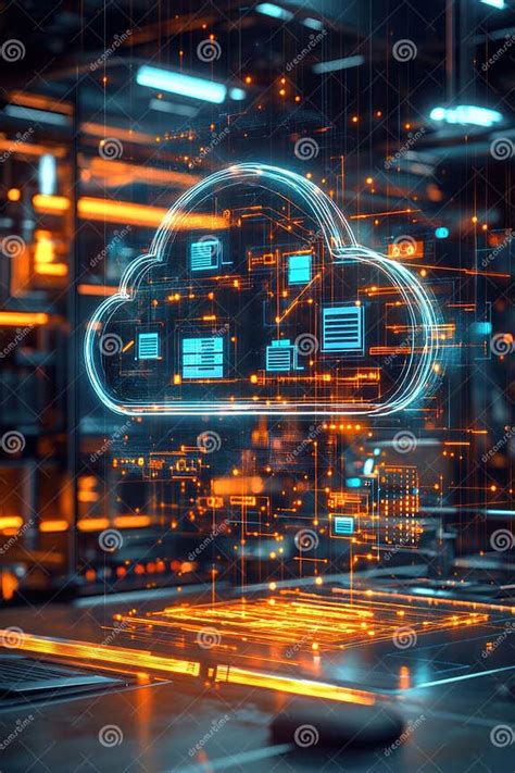 Cloud File Integration A High Tech Hologram Illustrating File