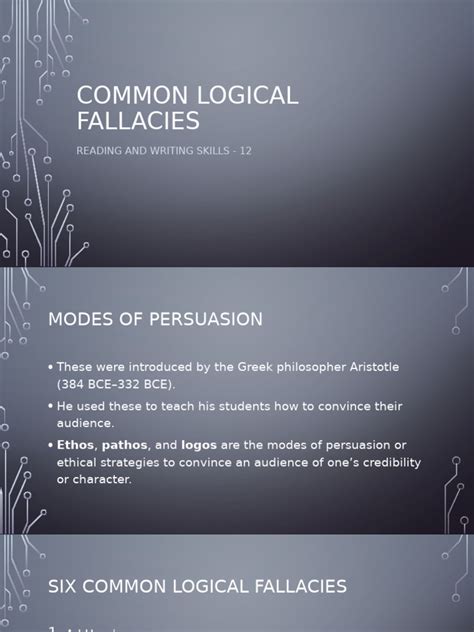 Common Logical Fallacies And Frequently Used Sources Of Info Pdf Fallacy