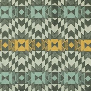 Designer Grey Blue Yellow Kilim Aztec Pattern Chenille Upholstery