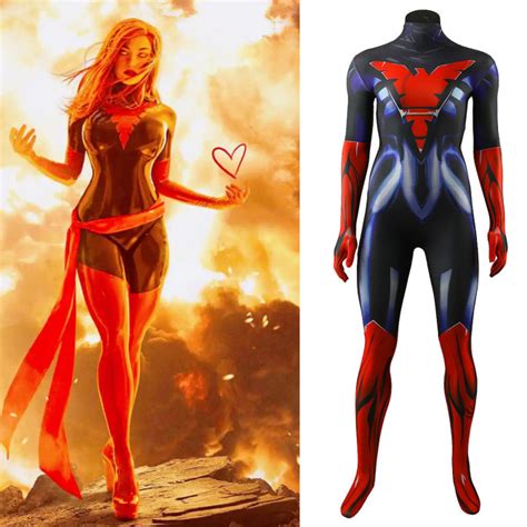 X Men Phoenix Resurrection Jean Grey Last Phoenix Costume Blue Red