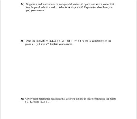 solved 3a suppose u and v are non zero non parallel