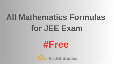 All Mathematics Formulas For Jee Exam