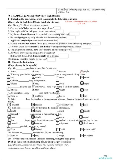 Week 4 Day 3 Modal Verbs Interactive Worksheet Topworksheets