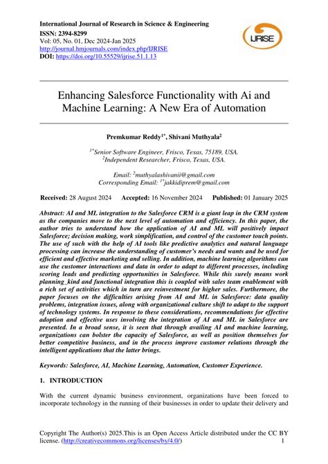 Pdf Enhancing Salesforce Functionality With Ai And Machine Learning A New Era Of Automation