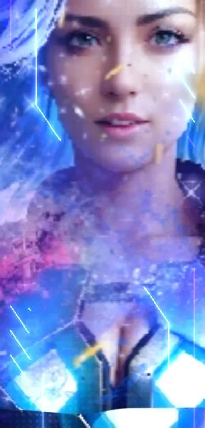 Futuristic Blue Energy Portrait Free Download