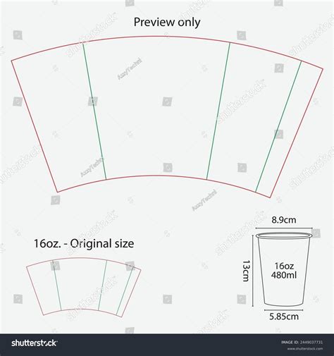 16 Oz Full Cup Sleeve Template Stock Vector Royalty Free 2449037731