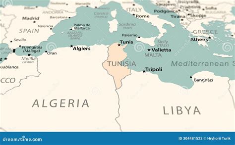 World Map Tunisia