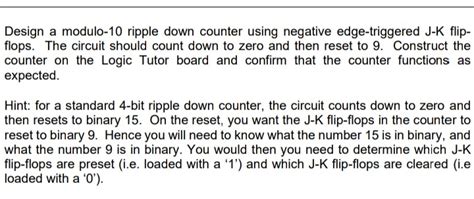 solved design a modulo 10 ripple down counter using negative