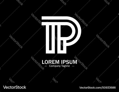 Alphabet Letter Logo Icon T P Or Pt Minimal And Vector Image