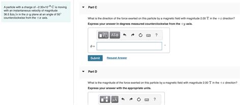 Solved A Particle With A Charge Of C Is Moving Chegg