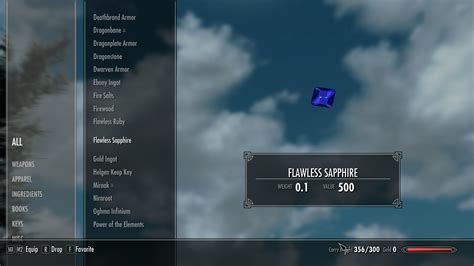 Flawless Sapphire Skyrim Id Spawn Commands Value And Weight Tbm
