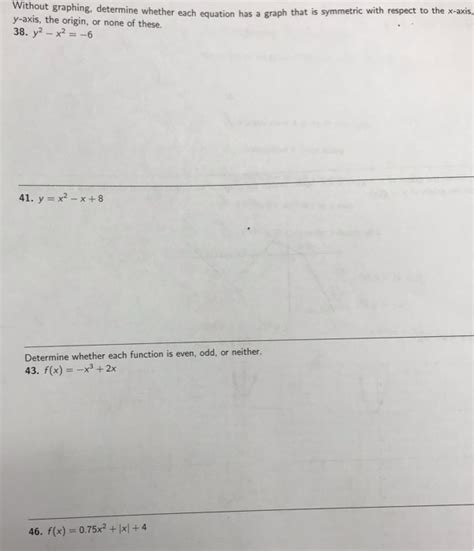 Solved Without Graphing Determine Whether Each Equation Has Chegg