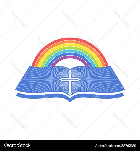 An Open Bible And A Rainbow Covenant Royalty Free Vector