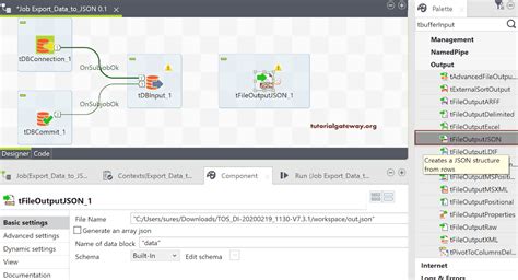 Export Database Table To JSON In Talend