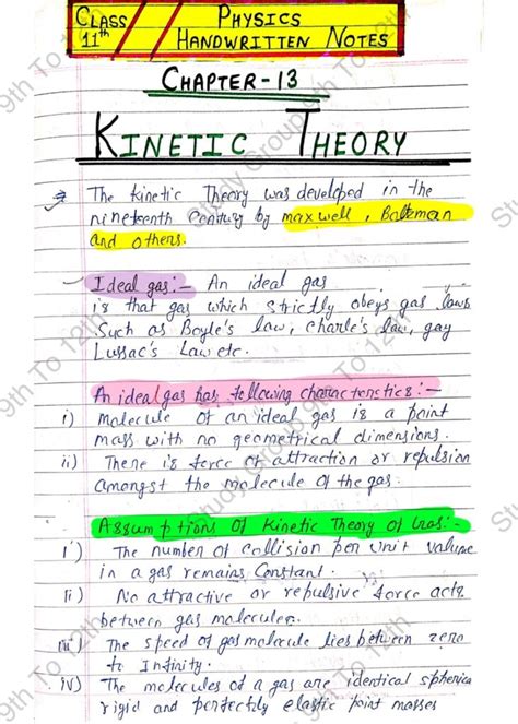 Chapter 13 Kinetic Theory Of Gases Class 11 Notes Pdf Free
