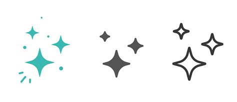 매직 샤인 스파크 아이콘 그래픽 벡터 단순 플랫 드림 반짝이 반짝이는 별 그래픽 픽토그램 글리프 기호 세트 반짝이는 쉬머 쉬머 글로우 라인 개요 요소 밝은 눈부심 플레어