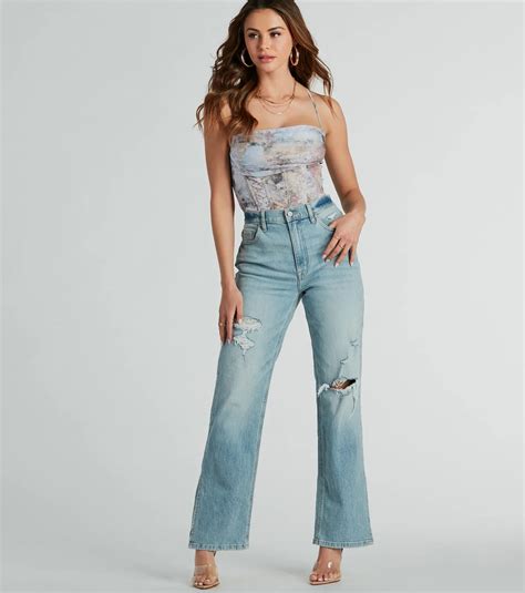 Sunset Dream Scroll Print Mesh Corset Top And Windsor