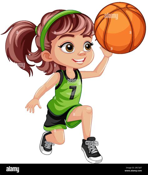 Cute Girl Playing Basketball Illustration Stock Vector Image And Art Alamy