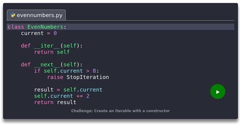 create an iterable with a constructor python 3 code example crumb sh