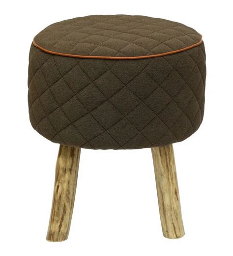 Round Olive Green Velvet Puff Stool For Home Size 46x46x35cm At