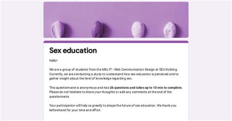 Questionnaire Regarding Sex Education R Takemysurvey