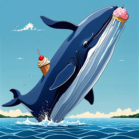 A Giant Whale Eating Ice Cream Studio Ghibli Style