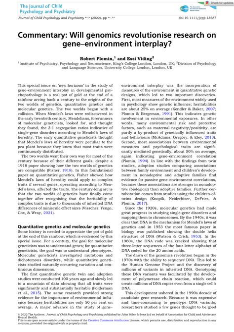 Pdf Commentary Will Genomics Revolutionise Research On Gene Environment Interplay