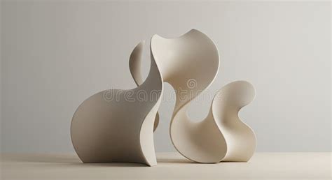 abstract modern sculpture displayed on a wavy organic beige white