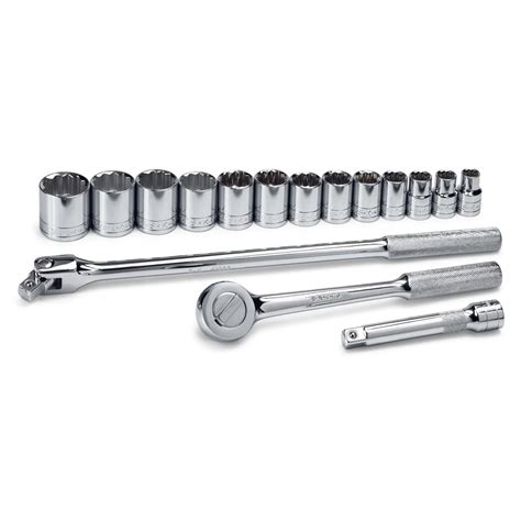 Sk 16 Piece 12″ Drive 12 Pt Standard Fractional Chrome Socket Set