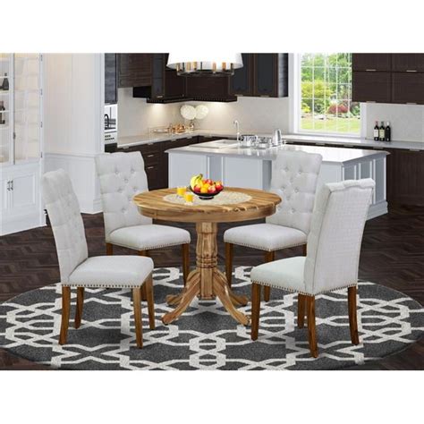5 Piece Antique Kitchen Dinette Set Gray Antique Walnut And Natural