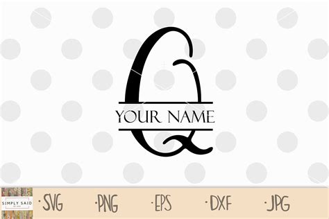 Split Letter Q Svg Split Monogram Q Svg Initial Q Svg Split