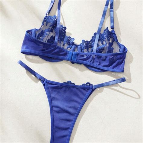 Blue Lingerie Set Floral Self Care Shop