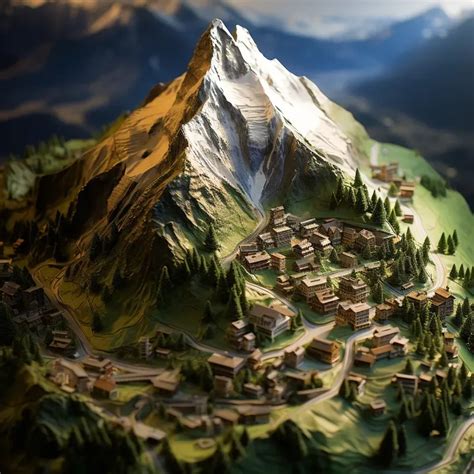 Miniature Architecture Landscape Models Midjourney Prompt Promptbase