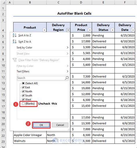 how to filter blank cells in excel