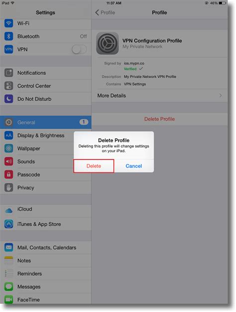 removing vpn profile from your apple ios device my private network