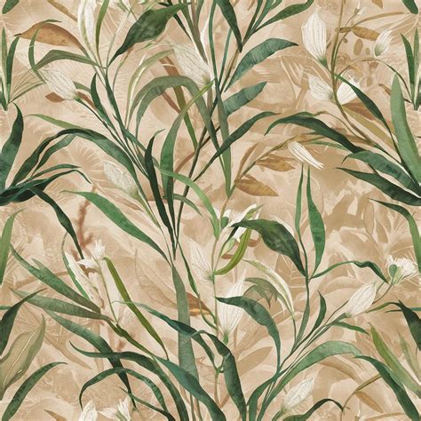 Premium Photo A Wallpaper With Green Leaves And Brown Leaves
