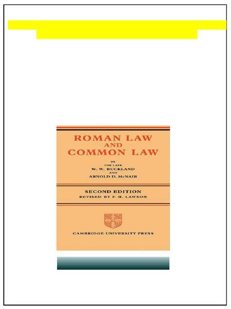 Roman Law And Common Law A Comparison In Outline 2nd Edition W W