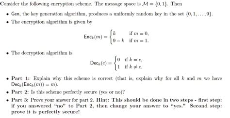 Consider The Following Encryption Scheme The Message Space Is M 0 1