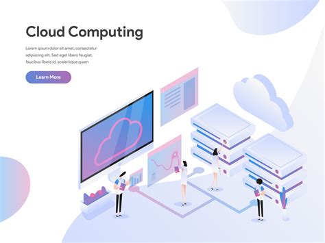 Landing Page Template Of Cloud Computing Isometric Illustration Concept Modern Flat Design