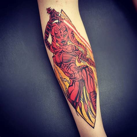 Comic Style Darth Talon Tattoo On The Forearm