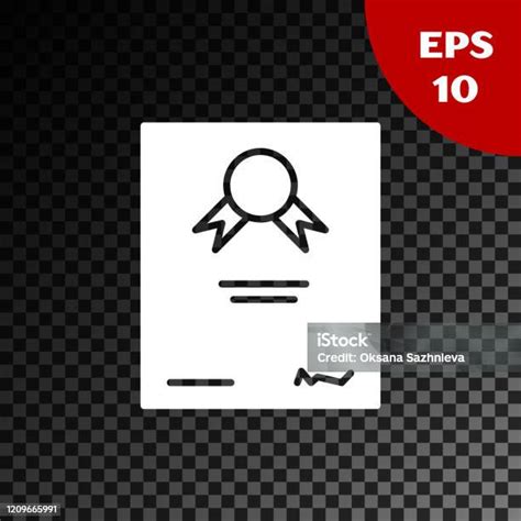 투명 한 어두운 배경에 격리 된 흰색 인증서 템플릿 아이콘입니다 성취도 수상 학위 보조금 졸업장 비즈니스 성공 인증서 벡터 일러스트레이션 0명에 대한 스톡 벡터 아트 및