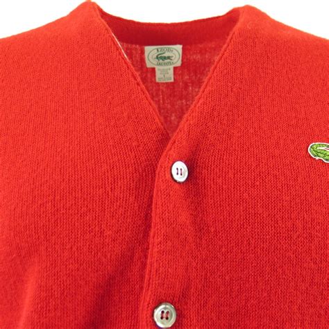 Vintage 80s Lacoste Cardigan Sweater Mens S Red Izod Usa Made Alligator